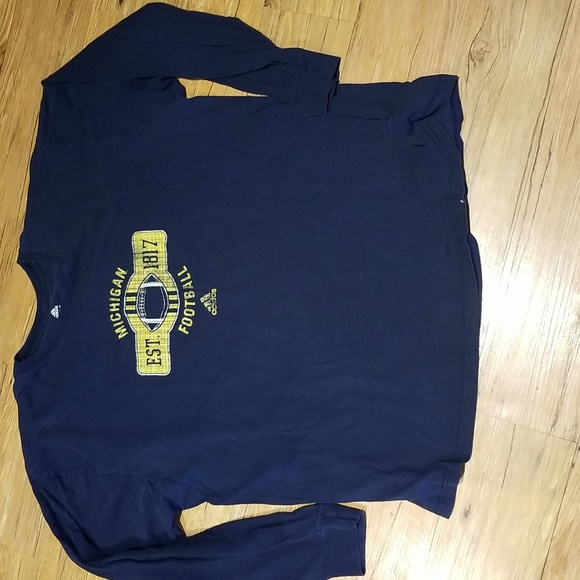 adidas | Shirts | Adidas U Of Michigan Blue And Maize Long Sleeve Shirt ...